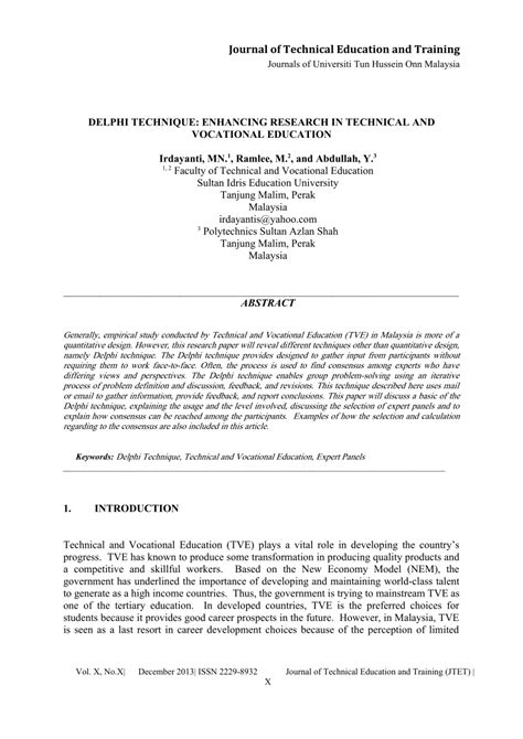 pdf identifying indicators through modified delphi technique in