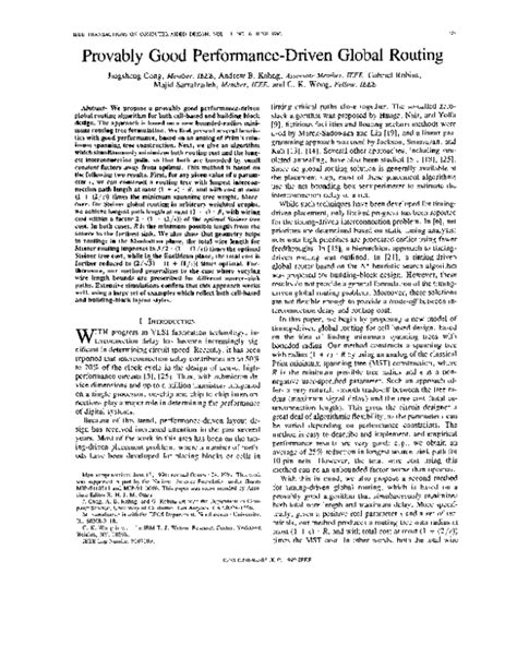Pdf Provably Good Performance Driven Global Routing