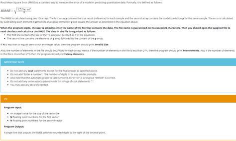 Solved Root Mean Square Error RMSE Is A Standard Way To Chegg Com