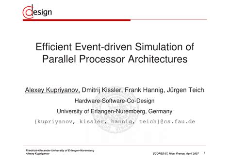 Pdf Efficient Event Driven Simulation Of Parallel Processor Architectures