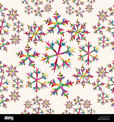 Colorful Christmas Triangle Snowflakes Seamless Pattern For Fabric And