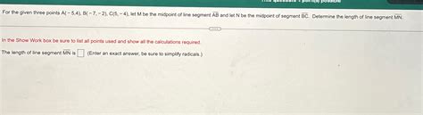 solved for the given three points a 5 4 b 7 2 c 5 4