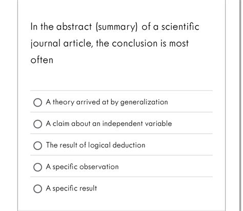 Solved In The Abstract Summary Of A Scientific Journal Chegg Com