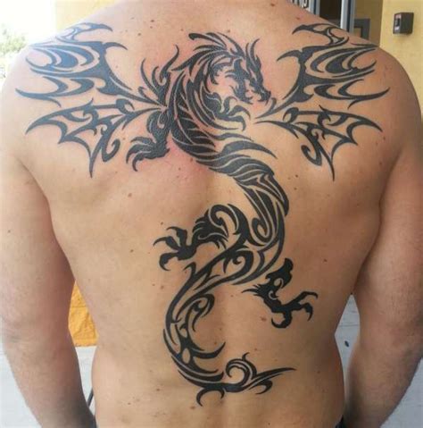 Full Back Tribal Dragon Tattoo