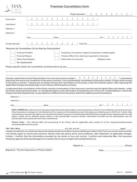 Max Life Ecs Cancellation Form Pdf Fill Out And Sign Online Dochub
