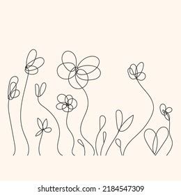 Flower Continous Line Hand Draw Vector Stock Vector Royalty Free