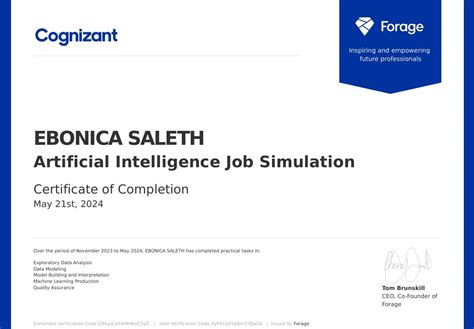 Cognizants Ai Job Simulation On Forage Ebonica Saleth Posted On The