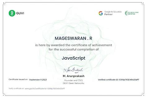 mageswaran r on linkedin i have successful complete javascript in guvi iitm research park…