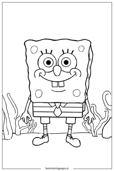 Spongebob Squarepants Smiling Coloring Page Free Printable Bestcoloringpages Ai