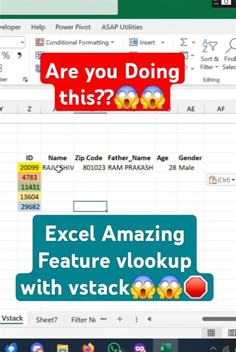 Excel Pro Tricks Vlookup With Vstack Function😱 Excelhacks Excelshortcuts Exceltips
