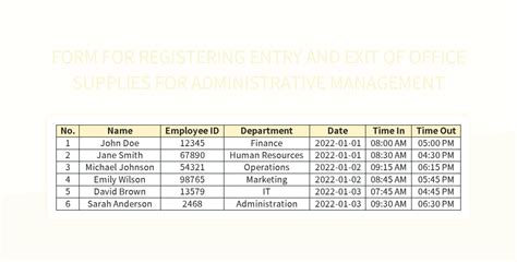 Free Office Supplies Warehouse Entry And Exit Management Templates For Google Sheets And