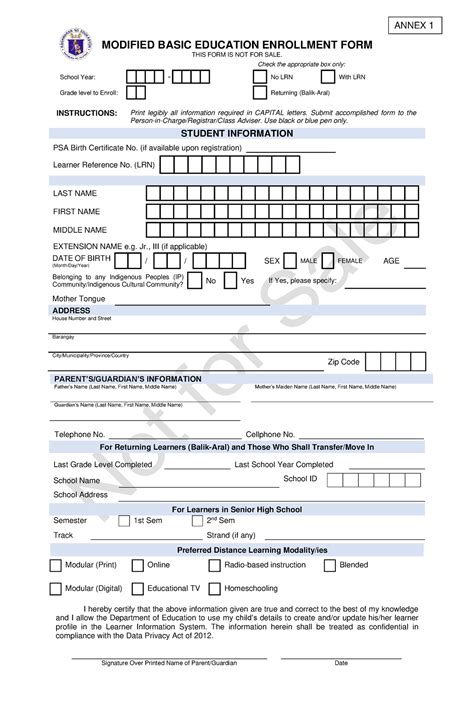 Modified Basic Education Enrollment Form Modified Basic Education Enrollment Form This Form Is
