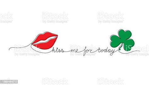 연속 한 줄 스크립트 필기체 텍스트는 오늘 나에게 키스 패트릭의 날 벡터 일러스트레이션 포스터 디자인 카드 배너 셔츠 인쇄 3월에 대한 스톡 벡터 아트 및 기타 이미지