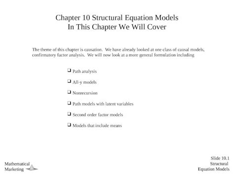 Ppt Slide 10 1 Structural Equation Models Mathematicalmarketing Chapter 10 Structural Equation