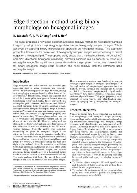PDF Edge Detection Method Using Binary Morphology On Hexagonal Images