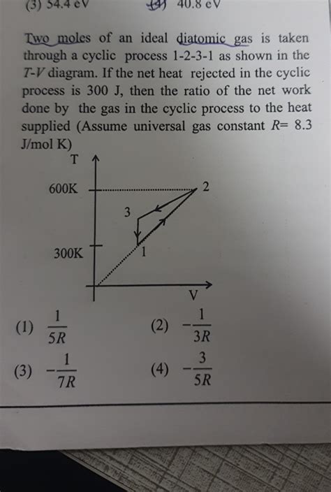 Two Moles Of An Ideal Diatomic Gas Is Taken Through A Cyclic Process 1 2