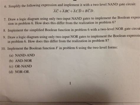 Solved 6 Simplify The Following Expression And Implement It