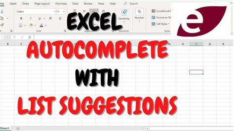 Excel Autocomplete And Suggestions From List Youtube