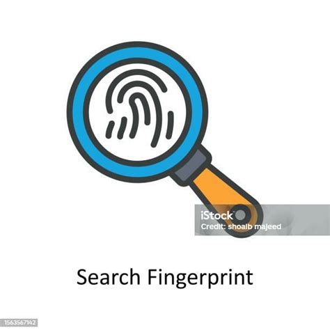 지문 벡터 채우기 윤곽선 아이콘 디자인 그림을 검색합니다 흰색 배경에 사이버 보안 기호 Eps 10 파일 Criminal Investigation에 대한 스톡 벡터 아트 및