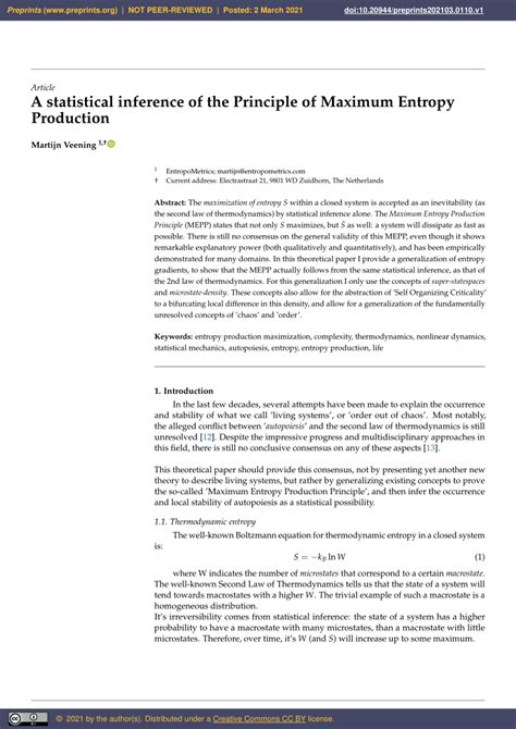 Pdf A Statistical Inference Of The Principle Of Maximum Entropy