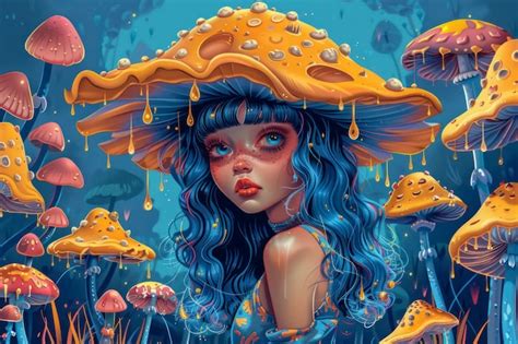 Psychedelic Girl Illustration Ai Generated Image