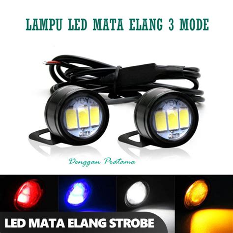 Lampu Led Mata Elang Motor Mobil 3 Mode Eagle Eye Strobo Bracket