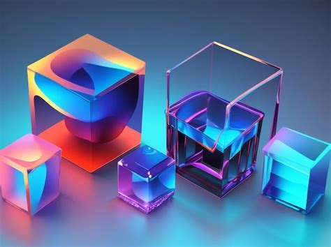 premium photo gradient glasses and cubes 3d rendering