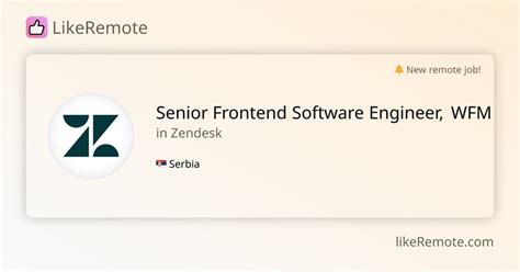 📩 Senior Frontend Software Engineer Wfm At 🏢 Zendesk 📍remote Job In 🇷🇸 Serbia Rlikeremote