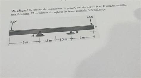 solved q1 [ 50 pts] determine the displacement at point