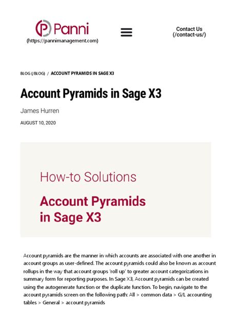 Account Pyramids In Sage X3 By Panni Management Pdf