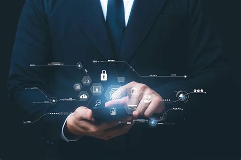 Premium Photo Concept Of Cyber Security Digital Technology Business People Use Fingerprints To