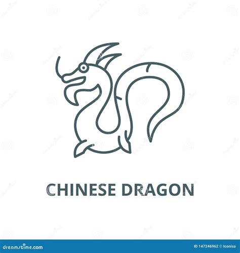 chinese dragon vector line icon linear concept outline sign symbol stock vector