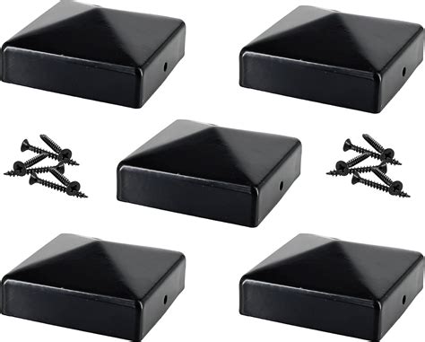 Irontite® 5 Pack Metal Fence Post Caps 3x3 Black Newel Post Cap Fence