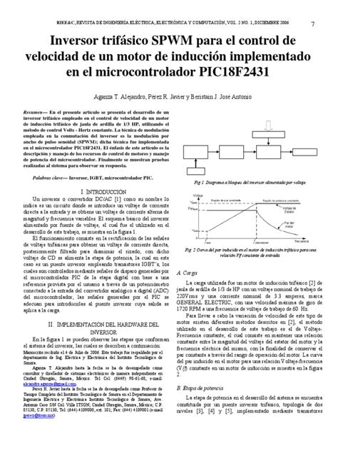 Inversor Trifásico Spwm Para El Control De Velocidad De Un Motor De