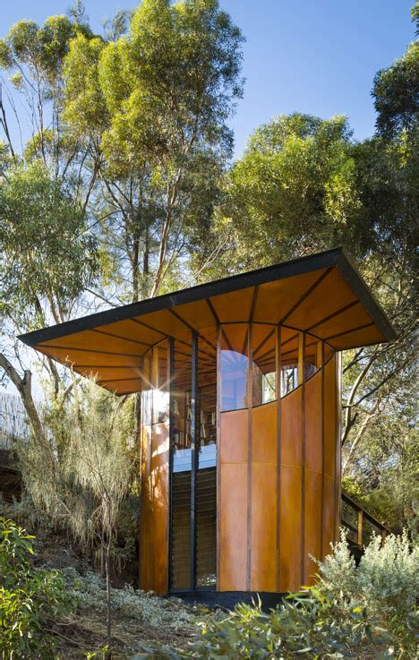 Tube Of Wood Enclose Max Pritchard S Self Built Tree Top Studio