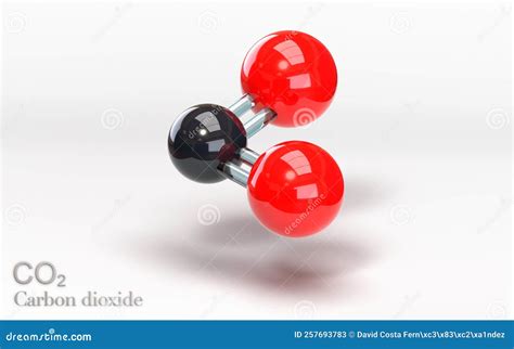 Co2 Carbon Dioxide Molecule With Oxygen And Carbon Atoms 3d Rendering Stock Illustration