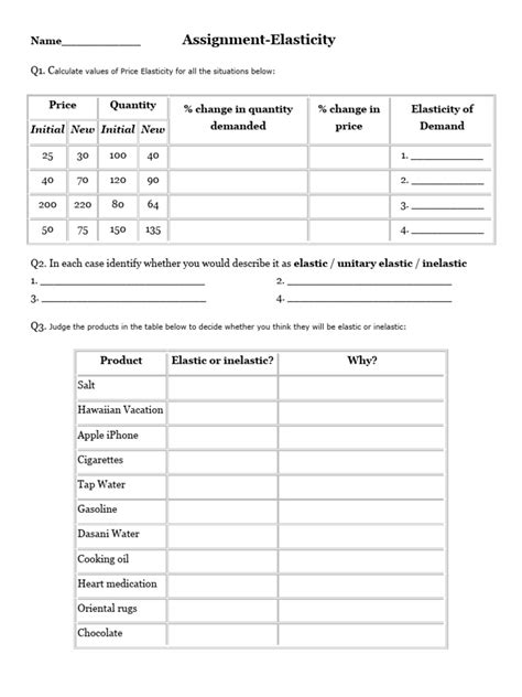 Assignment Elasticity Pdf Price Elasticity Of Demand Demand