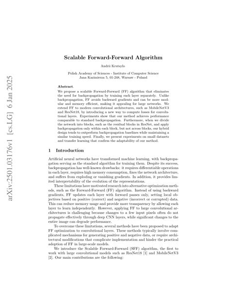 Pdf Scalable Forward Forward Algorithm