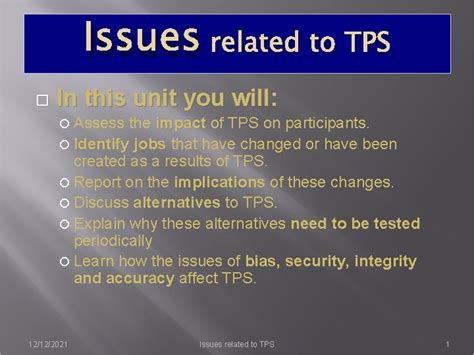 Issues Related To TPS In This Unit You