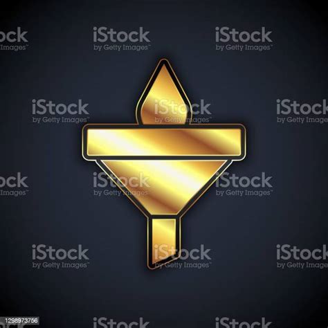 블랙 백그라운드에서 분리된 골드 깔때기 또는 필터 및 모터 오일 드롭 아이콘 벡터 검은색에 대한 스톡 벡터 아트 및 기타 이미지 검은색 과학 실험 금 금속 Istock