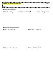 Unit 1 Pretest Review Derivative Rules Pdf Unit 1 Pre Test Review Derivative Rules MCV4U