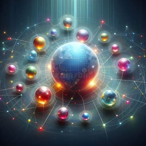 Communication And Connection Concept With Color Spheres Connected By