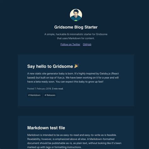 Gridsome Blog Starter Gridsome