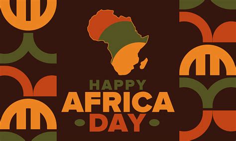 아프리카의 날 행복한 아프리카 자유의 날과 해방의 날 아프리카 대륙과 전 세계에서 매년 축하하십시오 아프리카 패턴 포스터 카드 배너 및 배경 벡터 일러스트 레이 션 0명에