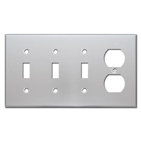 1 Gfci 2 Toggle Wall Plates Brushed Aluminum