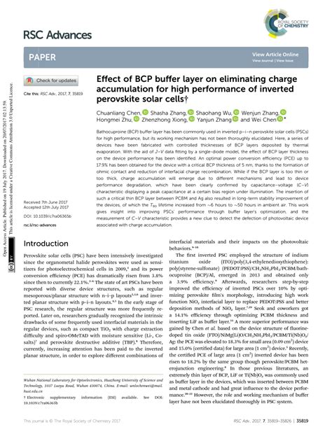Pdf Effect Of Bcp Buffer Layer On Eliminating Charge Accumulation For