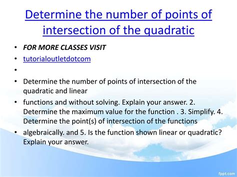 PPT Determine The Number Of Points Of Intersection Of The Quadratic Tutorialoutlet PowerPoint