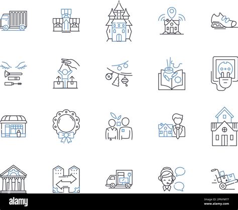 Social Clubs Line Icons Collection Community Friendship Nerking Fun