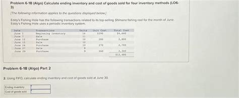 Solved Problem 6 18 Algo Calculate Ending Inventory And