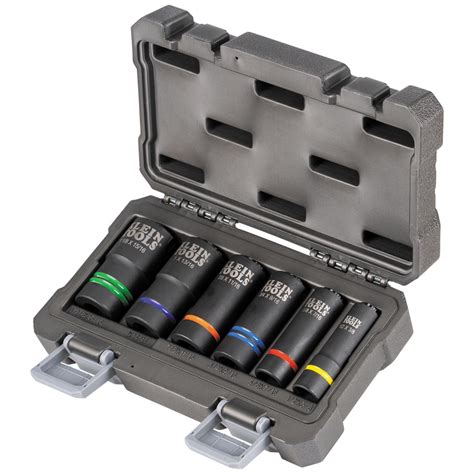 2 In 1 Slotted Impact Socket Set 12 Point 6 Piece 66090 Klein Tools